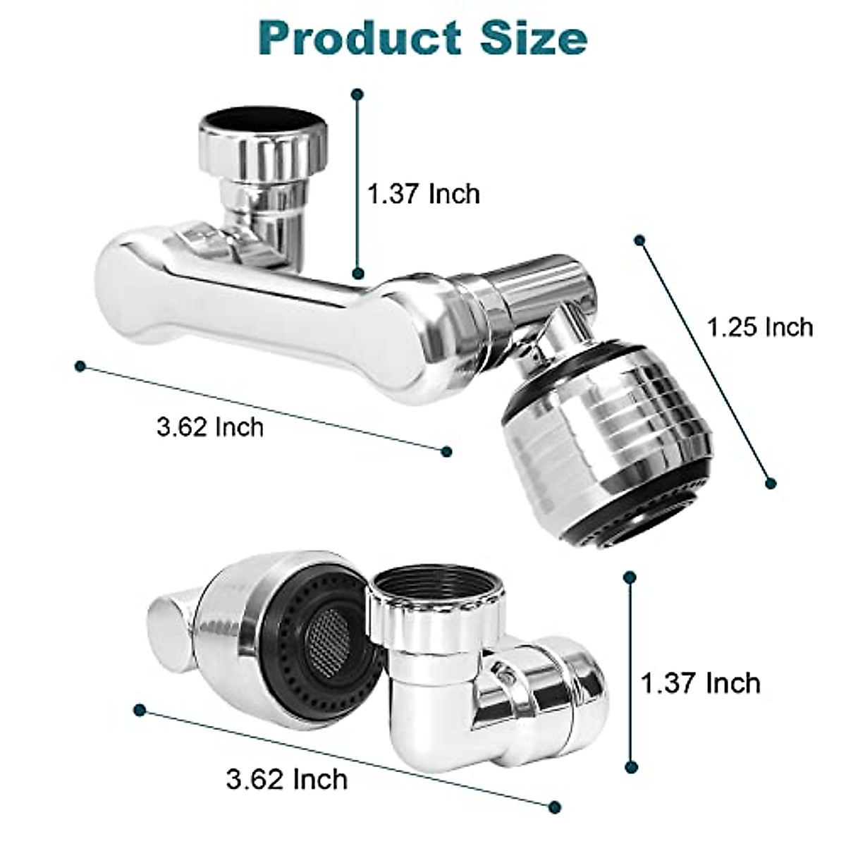 MLG Tools Universal 1080 Swivel Robotic Arm Swivel Extension Faucet Aerator Sink Water Splash rotatable Faucet Aerator 2 Mode Rotating Filter Extension，ABS