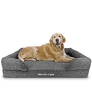 The Dog’s Bed Orthopedic Dog Bed XL Grey Poly-Linen 43.5x34, Memory Foam, Pain Relief: Arthritis, Hip & Elbow Dysplasia, Post Surgery, Lameness, Supportive, Calming, Waterproof Washable Cover