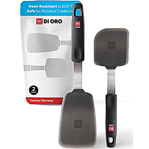 DI ORO Silicone Turner Spatula Set - Kitchen Spatulas for Nonstick Cookware - 600°F Heat-Resistant BPA Free Egg Spatula & Small Cookie Turners – Non Stick Flippers for Cooking - Dishwasher Safe
