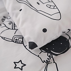 MAG 3Pcs Out Space Bedding Comforter Set,Space Bedding Twin,White Galaxy Comforter Set for Toddlers Kids,Boys Teens and Girls,Microfiber (1 Comforter + 2 Pillowcases).