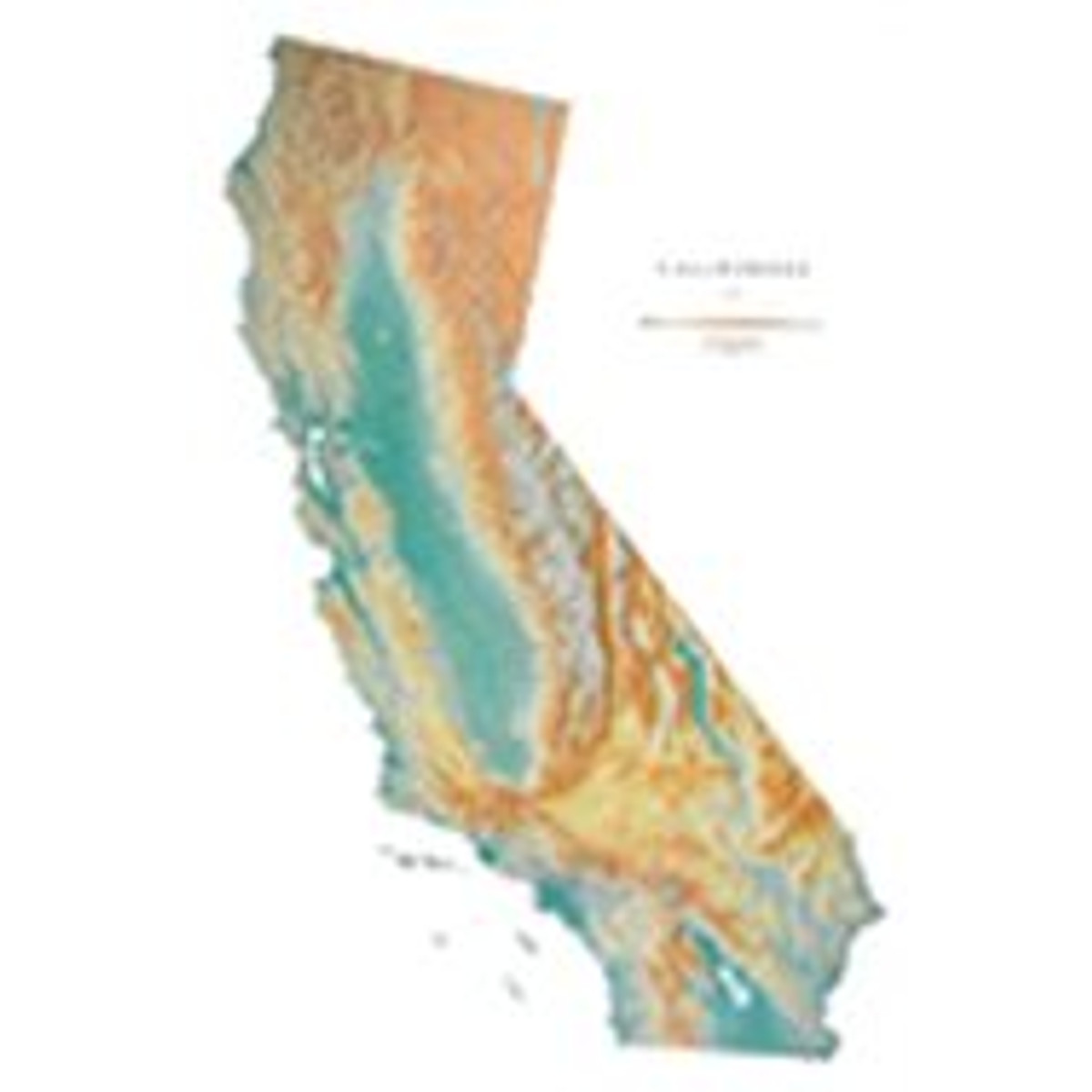 Raven Maps California Medium-Sized Topographic Wall Map, Laminated Print