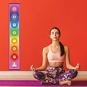 Funnytree 12"x71" Large Yoga Tapestry Meditation Studio Room 7 Chakra Mandala Hanging Banner Wall Poster Door Decor Porch Sign Indoor Outdoor Durable Fabric