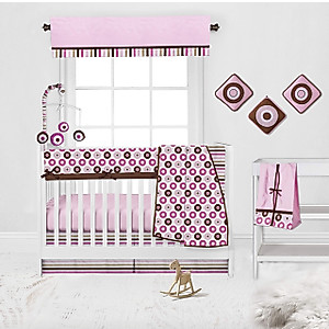 Bacati - 2 Pack MOD Stripes Printed Neutral 100% Cotton Universal Baby US Standard Crib or Toddler Bed Fitted Sheets (Pink Chocolate Brown)