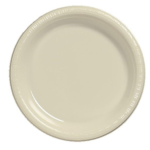 Creative Converting Touch of Color 20 Count Plastic Lunch Plates, Ivory