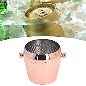 BuyWeek Ice Bucket, 1000ml Champagne Bucket 10.9 x 8.8 x 11.5cm Stainless Steel Wine Bucket Portable Beer Chiller Bucket for Bar Party Club(Rose Gold)