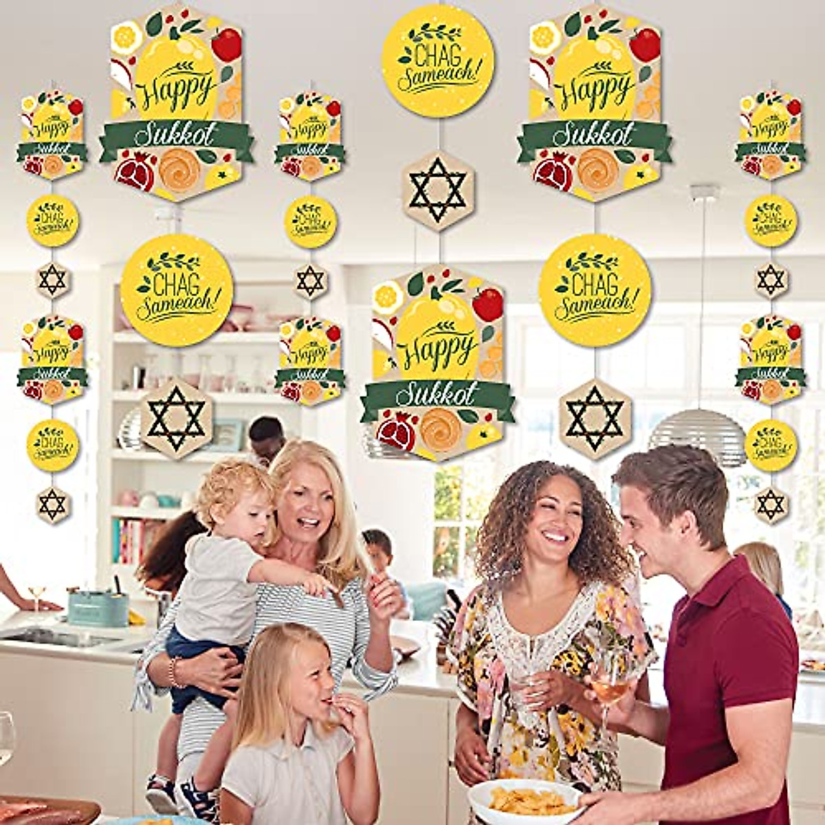 Big Dot of Happiness Sukkot - Sukkah Jewish Holiday DIY Dangler Backdrop - Hanging Vertical Decorations - 30 Pieces