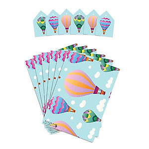 CENTRAL 23 Baby Shower Wrapping Paper - Neutral - Hot Air Balloons - 6 Sheets Gift Wrap - For Birthday, Chritmas, Holiday - For Girls and Boys - Comes With Fun Stickers