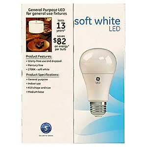 GE 67615 LED Soft White A19 Dimmable Light Bulb, 10 W, 4/Pack