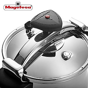 MAGEFESA Star Quick Easy To Use Pressure Cooker, 18/10 Stainless Steel, Suitable for induction. Thermodiffusion bottom, 3 Security Systems (4 QUART)