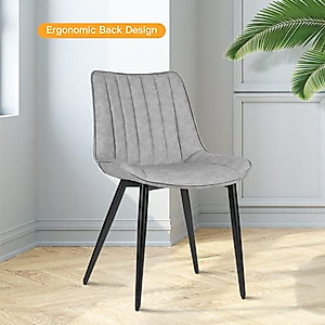 AVAWING Dining Chairs Set of 4, Mid Century Modern Dining Chairs, Faux Leather Upholstered Chair with Metal Legs, Armless Leisure Kitchen & Dining Room Chairs, Grey
