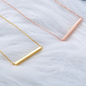 S.Leaf Choker Necklace for Women Gold Plated Necklace Bar Necklace for Women Sterling Silver Dainty Gold Necklace for Women(01_Horizontal_Gold)