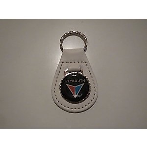 1960's BELVEDERE SAVOY PLAZA FURY VIP VALIANT BLUE & RED LOGO LEATHER KEYCHAIN - WHITE