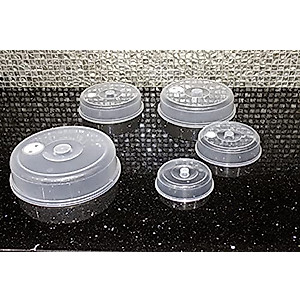 5 Piece Ventilated Microwave Covers Adjustable Steam Vents Assorted Sizes BPA Free Mixed Sizes For Large & Small Food Plates Bowls