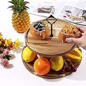 Cupcake Stand, Othran Tiered Tray Stand 2 Tier Wood Tiered Serving Tray Cupcake Tower Wooden Cupcake Stand for Farmhouse Wedding, Birthday, Tea Party, Baby Shower, Kitchen Decor