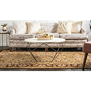 Unique Loom Voyage Collection Traditional Oriental Classic Intricate Border Design Area Rug, 9' 0" x 12' 0", Gold/Brown
