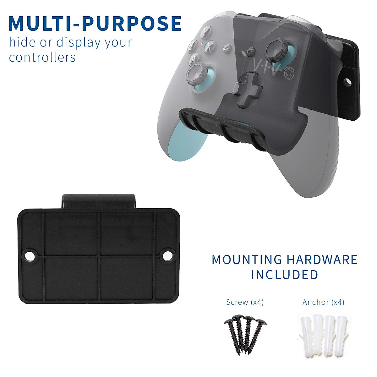 VIVO Universal Video Game Controller Wall Mount Holders, Compatible with PlayStation, Xbox, NVIDIA, Nintendo Switch Controllers, and More, 2-Pack, Black, MOUNT-GM01C