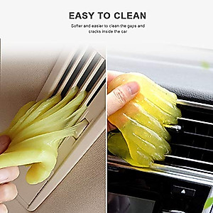 eFuncar Car Cleaning Gel Universal Auto Interior Detailing Gel Slime Fresh Lemon Cleaner Putty Dashboard Dust Removal Glue for Home Office PC Keyboard Air Vent Cup Holder, with A Scraper, 2Pack, 320G