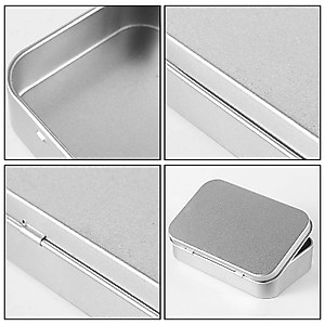 ZOENHOU 60 PCS 3.7 x 2.3 x 0.8 Inch Silver Rectangular Hinged Tins Box Containers, Portable Small Storage Tin Box with Lids, Metal Home Organizer for Jewelry Crafts Candy Gift Card Holder
