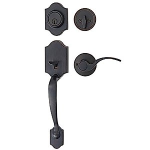 Amazon Basics Handleset with Shelby Lever - Single Cylinder - Oil Rubbed Bronze