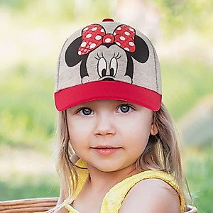 Disney Little Baseball Cap, Minnie Mouse Adjustable Toddler Ages 2-4, Grey/Red