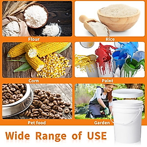 6 Pcs 5 Gallon Plastic Pail Lid 5 Gallon Bucket Lid for 3.5, 5, 6, and 7 Gal Buckets with 2 Plastic Bucket Lid Opener Industrial Can Opener for Home Industrial Use, Food Storage Container