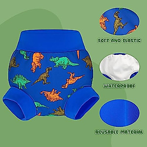 BIG ELEPHANT Baby Swim Diapers 3pcs, Reusable Adjustable Washable Waterproof Swimming Diaper for Boy's and Girl's, 3T