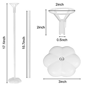 RUBFAC Balloon Stand Kit 24 Sets Balloon Cup with Stick and Flower Base Table Desktop Support Holder for Wedding Birthday Party Supplies,White