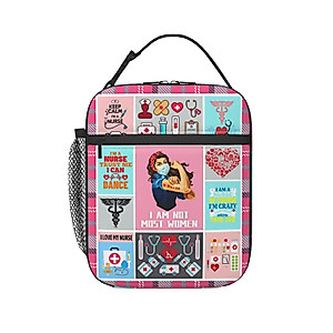 Kaeddi Nurse Lunch Bag Heat Insulated Lunch Box Leakproof Durable Portable Reusable Handbags Large Capacity Thermal Cooler Black One Size