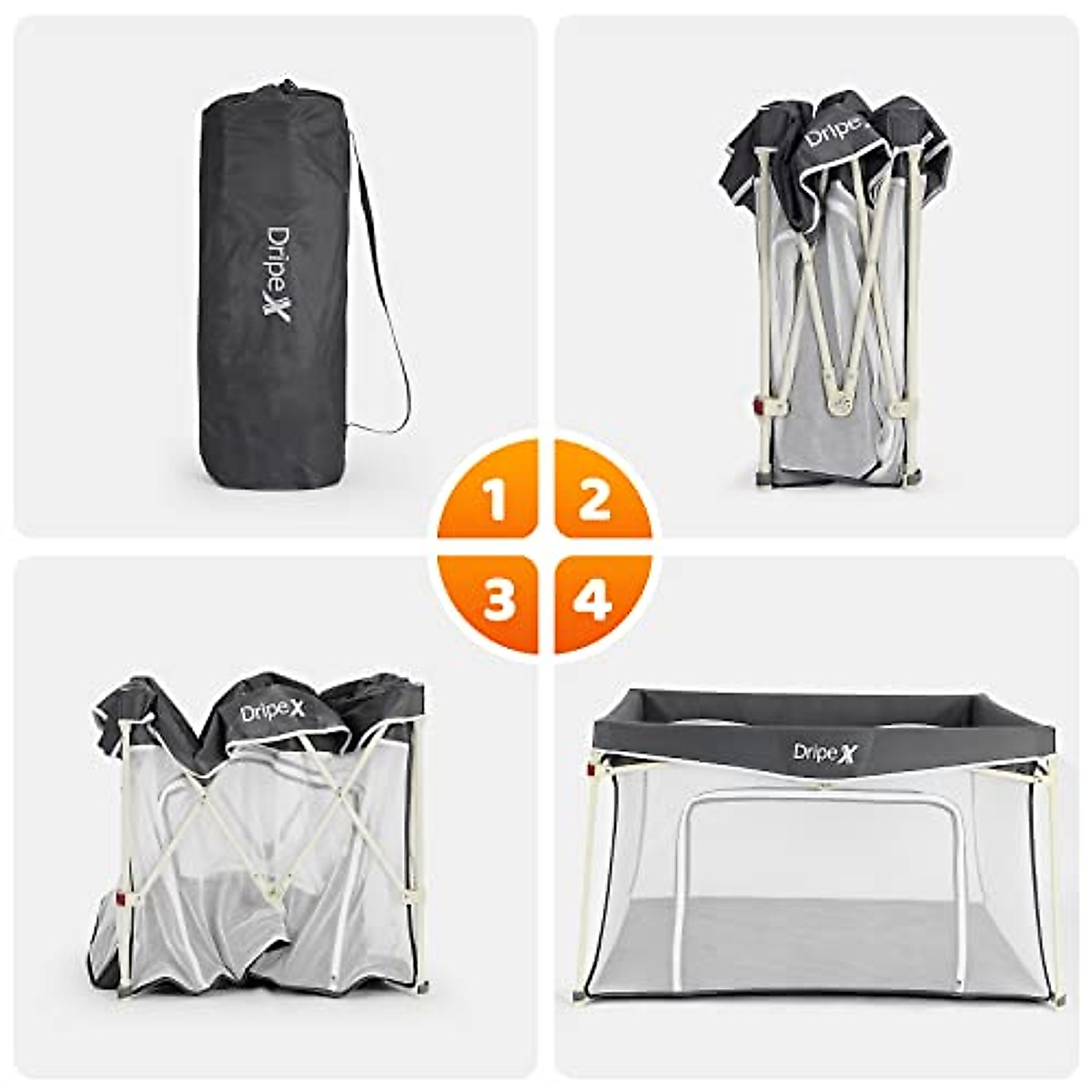 Foldable Playpen, Dripex Baby Playpen with Mat, Collapsible Baby Playpen, Playpen for Babies and Toddlers, 43" x 43" Baby Play Yard for Indoor&Outdoor