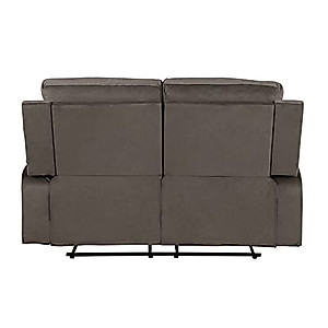 Blackjack Furniture Elton Microfiber, Modern Recliner Chair for Living Room and Home Theater, 63" W x 38" D x 40" H, Den Loveseat, Brown