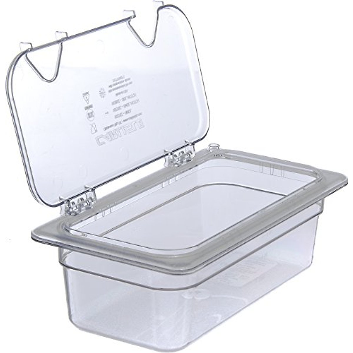 Carlisle FoodService Products 10279Z07 EZ Access Hinged Lid with Handle and Notch, Third Size, Clear
