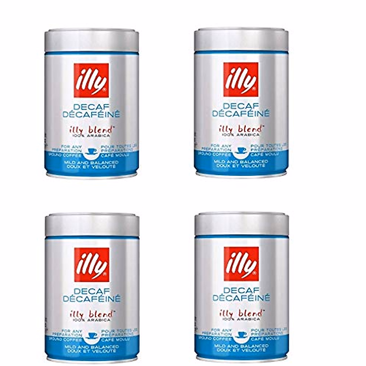 illy Espresso Ground Decaffeinated Coffee, 8.8oz (Pack of 4)