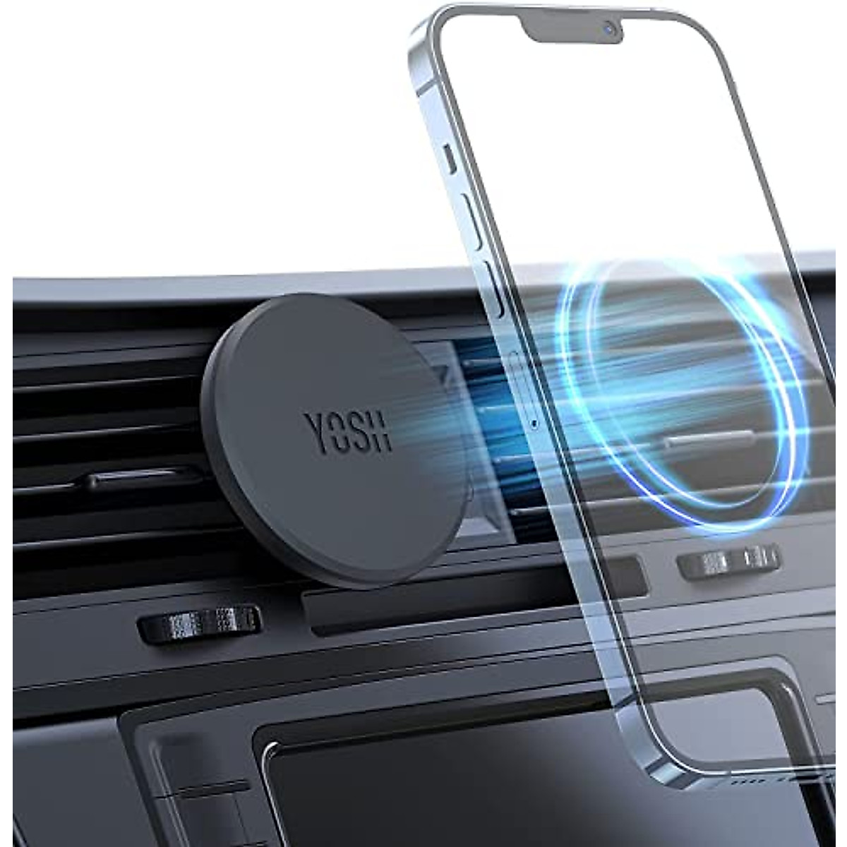 YOSH New MagSafe Air Vent Car Mount Magnet Mobile Phone Holder for Car Vent Car Cradle for iPhone 14 13 12 Pro Max Plus Mini MagSafe Case All Phones Without Extra Metal Plates