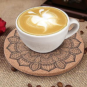 ionEgg Cork Coasters for Drinks Reusable Cup Coaster for Cold or Warm Drinks, Pack of 9 with Metal Holder
