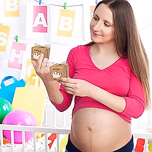 AerWo 50pcs Little Princess Baby Shower Party Favor Boxes, Baby Shower Favors for Guests with 50pcs Twine Bow, Rustic Kraft Paper Candy Bag Gift Boxes for Birthday Baby Shower Decoration, Pink