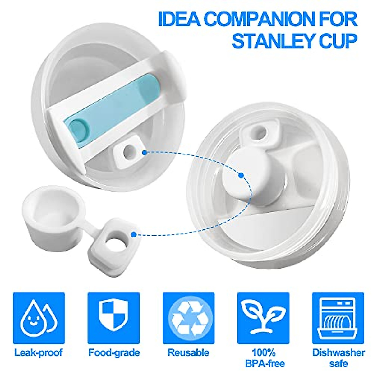 QWASZXTT 2.0 Spill Stopper Compatible with Stanley 40 oz Tumbler with Handle | 30 oz, Leak Stopper meanwhile also Compatible with Stanley Quencher H2.0 FlowState Tumbler 40 oz | 30 oz (2 Pack)