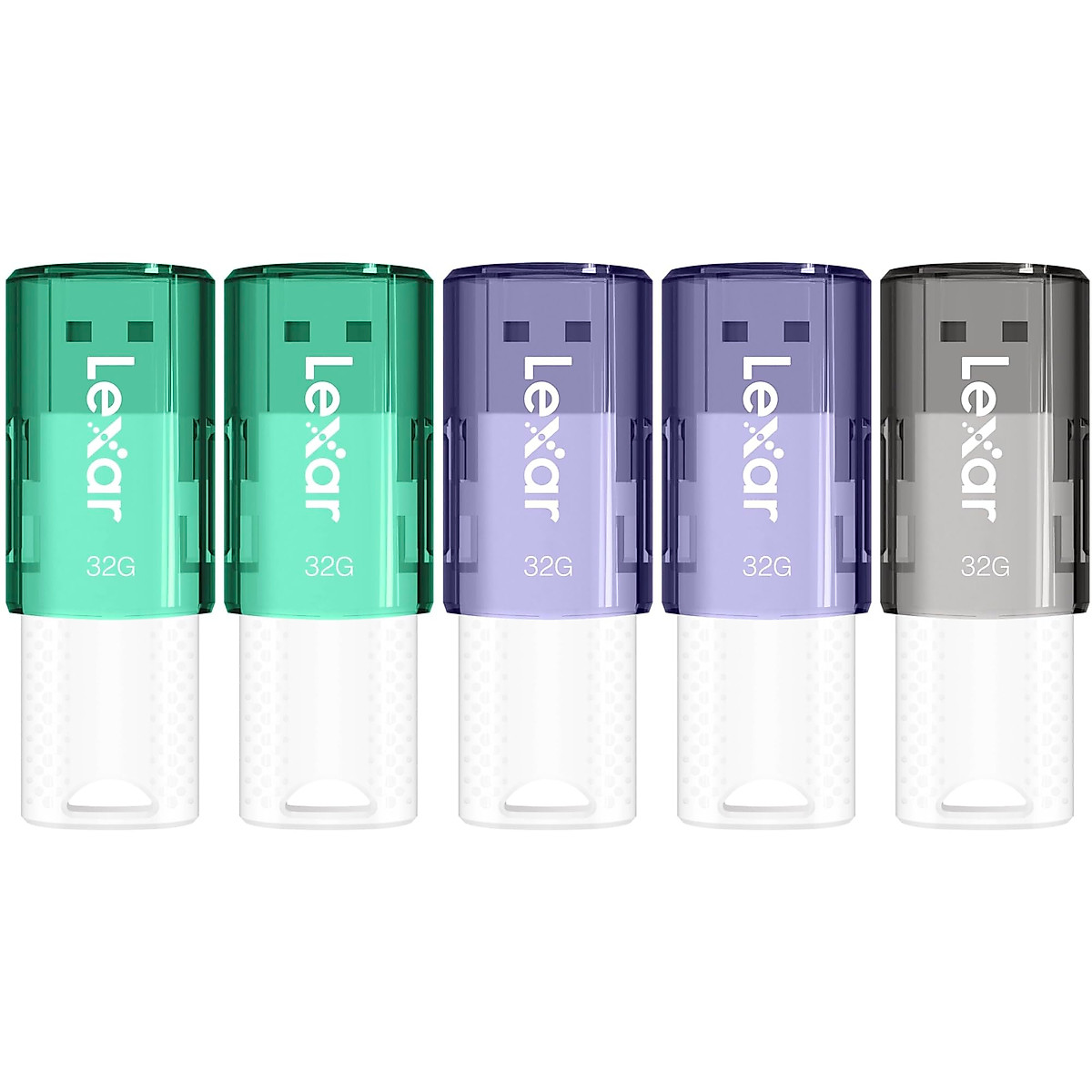 Lexar® JumpDrive® S60 USB 2.0 Flash Drives, 32GB, Assorted, Set Of 5 Drives