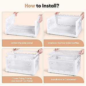 4 Pack Closet Organizers and Storage 8.4 Gal, Collapsible Storage Bins, Storage Bins with Lids and Wheels, Stackable Closet Organizer Trunk Car Organizer, Plastic Foldable Box for Home Dorm Room