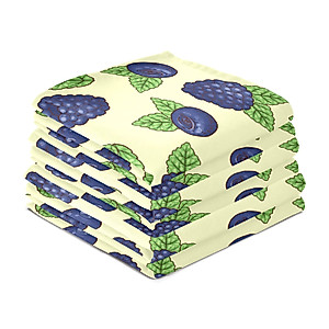 Summer Fruits Blueberry Kitchen Towel Set Fresh Grape Leaves Green Dish Towel Set of 1 Tea Towels Large 28''x18'' Multi-Purpose Washing Cloth Home Decorative Lint-Free Dishcloths for Restaurant Hous