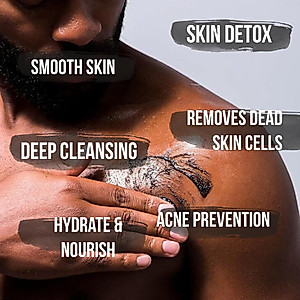 Charcoal Scrub, Moisturizing and Exfoliating Face Foot & Body Scrub, Organic Scrub Fights Stretch Marks, Fine Lines and Natural Exfoliator Salt Body Scrub for Toning Skin Cellulite Skin Care Body