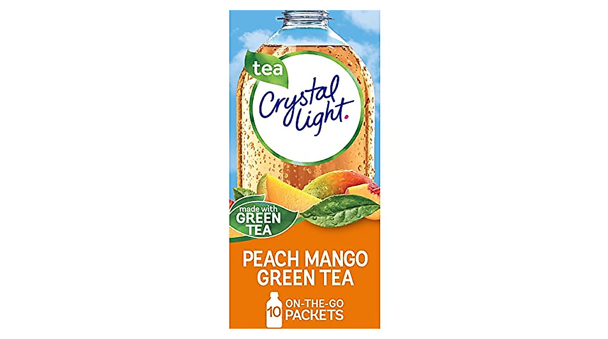 Crystal Light Peach Mango Green Tea Powder Mix | Zero Sugar & Low Cal