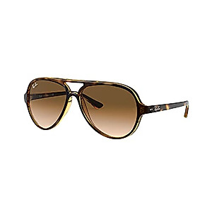 Ray-Ban RB4125 Cats 5000 Aviator Sunglasses, Light Havana/Clear Gradient Brown, 59 mm