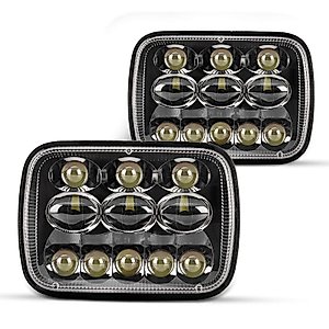 Torchbeam 7x6 5x7 Led Headlights 300% Brighter Upgraded Led Sealed Beam Headlamps with High Low Beam H6054 6054 Led Headlights Replacement for YJ Cherokee XJ Savana Truck with H4 Adapters