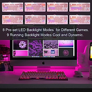 Granvela 75% Mechanical Keyboard with Rainbow LED Backlit | Aluminium Panel |Tactile Blue Switches | N-Key Rollover | 87-Key Tenkeyless | Hot Swappable,Model MechanicalEagle Z-77 - Pink