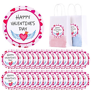 50 Pcs Valentine's Day Gift Stickers Valentines Stickers Round Valentines Labels Valentines Day Stickers for Envelopes Self Adhesive Love Decorative Stickers for Valentine Gift Wrap