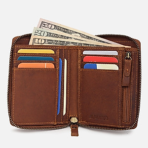 ALPHAHIDE Genuine Leather Wallet for Women - RFID Blocking Ladies Wallet - Zip-Around Ladies Purse - Credit Card Holder - Coin Pocket