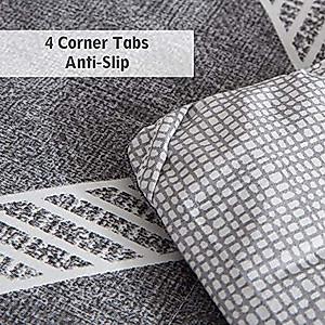 ATsense Comforter Set Queen, All Season 3-Piece 100% Cotton Fabric, Soft Microfiber Filled Bedding, Lightweight Reversible Duvet Insert (Grey&White, MY005)