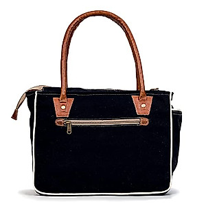 CLA Upcycled Vintage Canvas & Leather Handbag, Cowhide Leather and Canvas Bag, canvas Handbag for women, Canvas Tote Bag, Canvas Hobo Bags for women