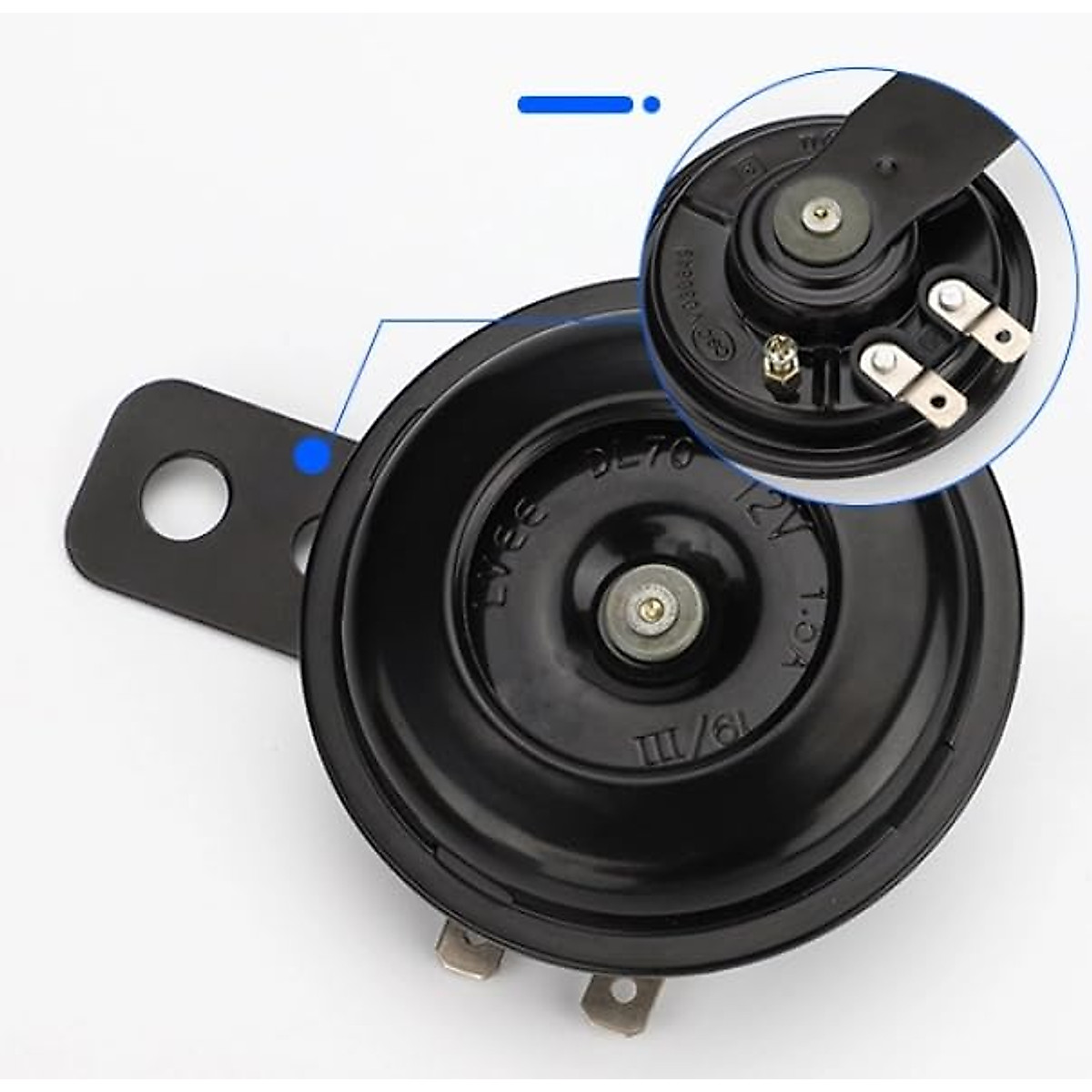 ZBGUN 1 PC Car Snail Horn Whistle, 3.7In x 2.5In 12V Metal Round Loud Speaker Scooter Snail Horn Accessories, Universal Waterproof Durable Vehicle Disc Horn for Motorcycle Moped Dirt Bike (Black)