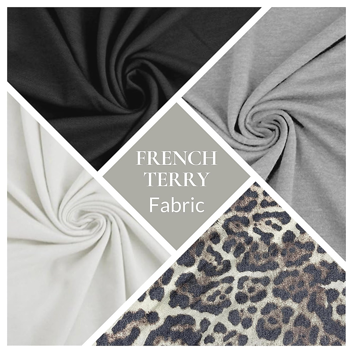 FabricLA French Terry Knit Fabric - 100% Cotton French Fabric by The Yard - Made in USA - White, 1 Yard